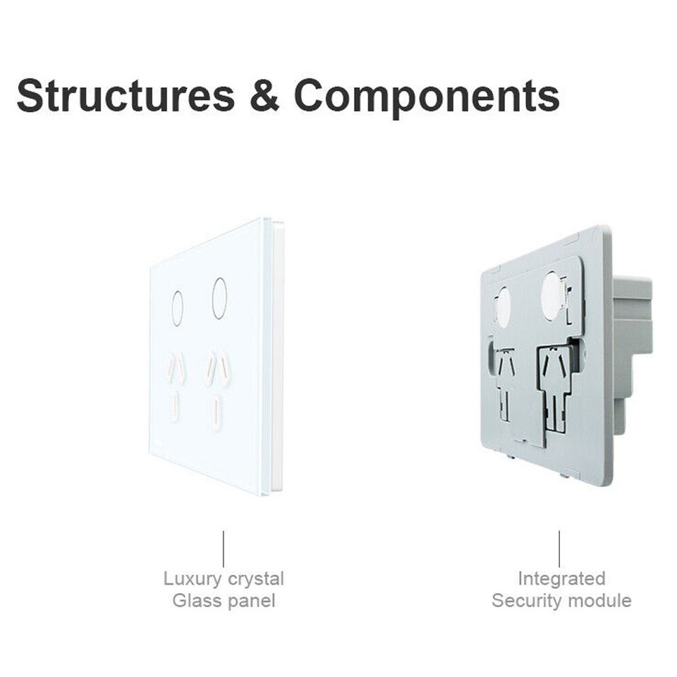 AU Type Touch Double GPO Glass Panel Power Point Wall Outlet Socket ...