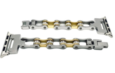 Bike Chain Watch Band Ladies Silver & Gold Stainless Steel Fits Apple ...