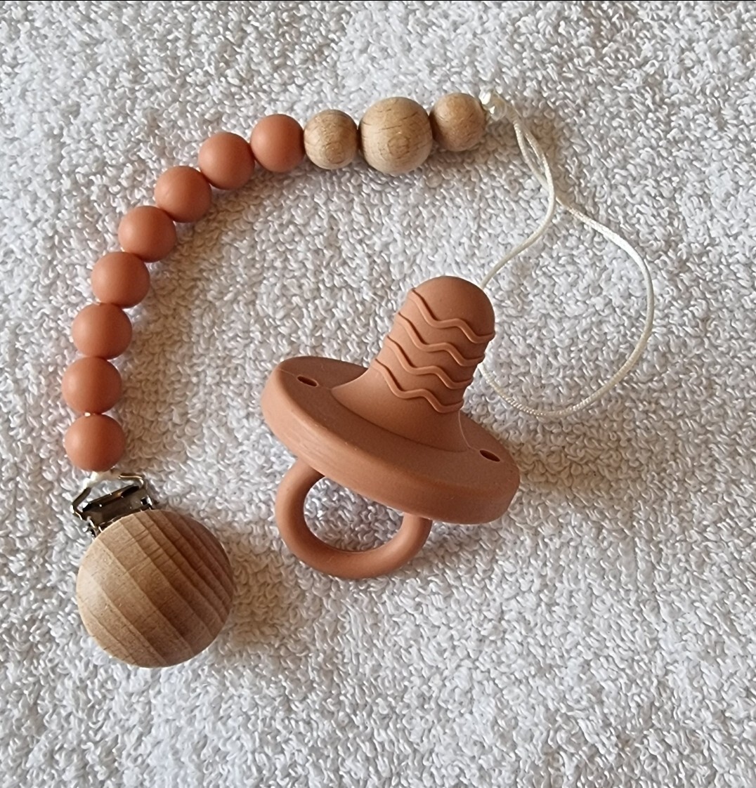 Silicone Dummy Clip and Teething Dummy orange | eBay UK
