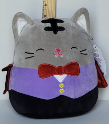 Squishmallow 8" Tally Tabby Cat Dracula Vampire Halloween Plush Free ...