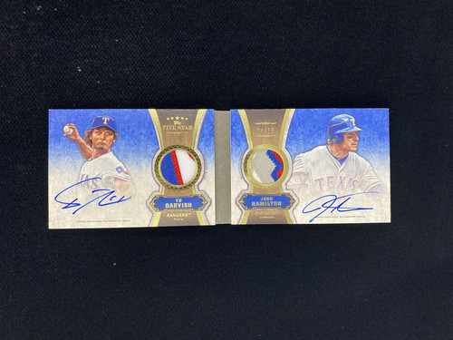 2012 Topps Five Star Book Yu Darvish Josh Hamilton Dual Patch Auto 04/ ...