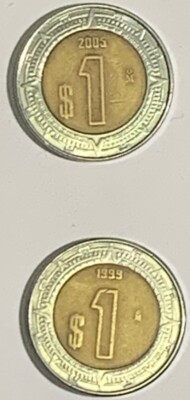 1999-2001-2005 - MEXICO 1 Peso Bi-Metallic Coin - 3 COINS | eBay