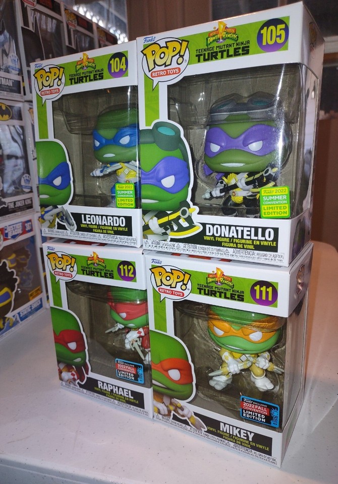 Funko Pop TMNT Power Rangers Set X4 2022 Con. Excl. #104 #105 #111 #112 ...