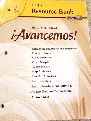 ?Avancemos!: Unit 7 Resource Book 7 Spanish Level 2 9780618753611| eBay