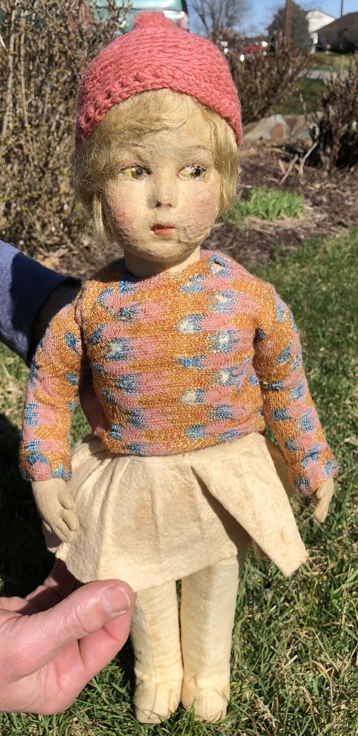 Vintage 18” Lenci Type Felt Doll Side Glancing Eyes Cloth Doll Lenci ...