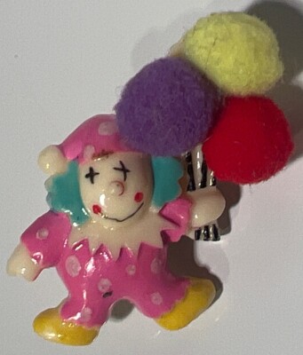 Vintage Pin Brooch Molded Plastic Clown Holding Pompom Balloons ...