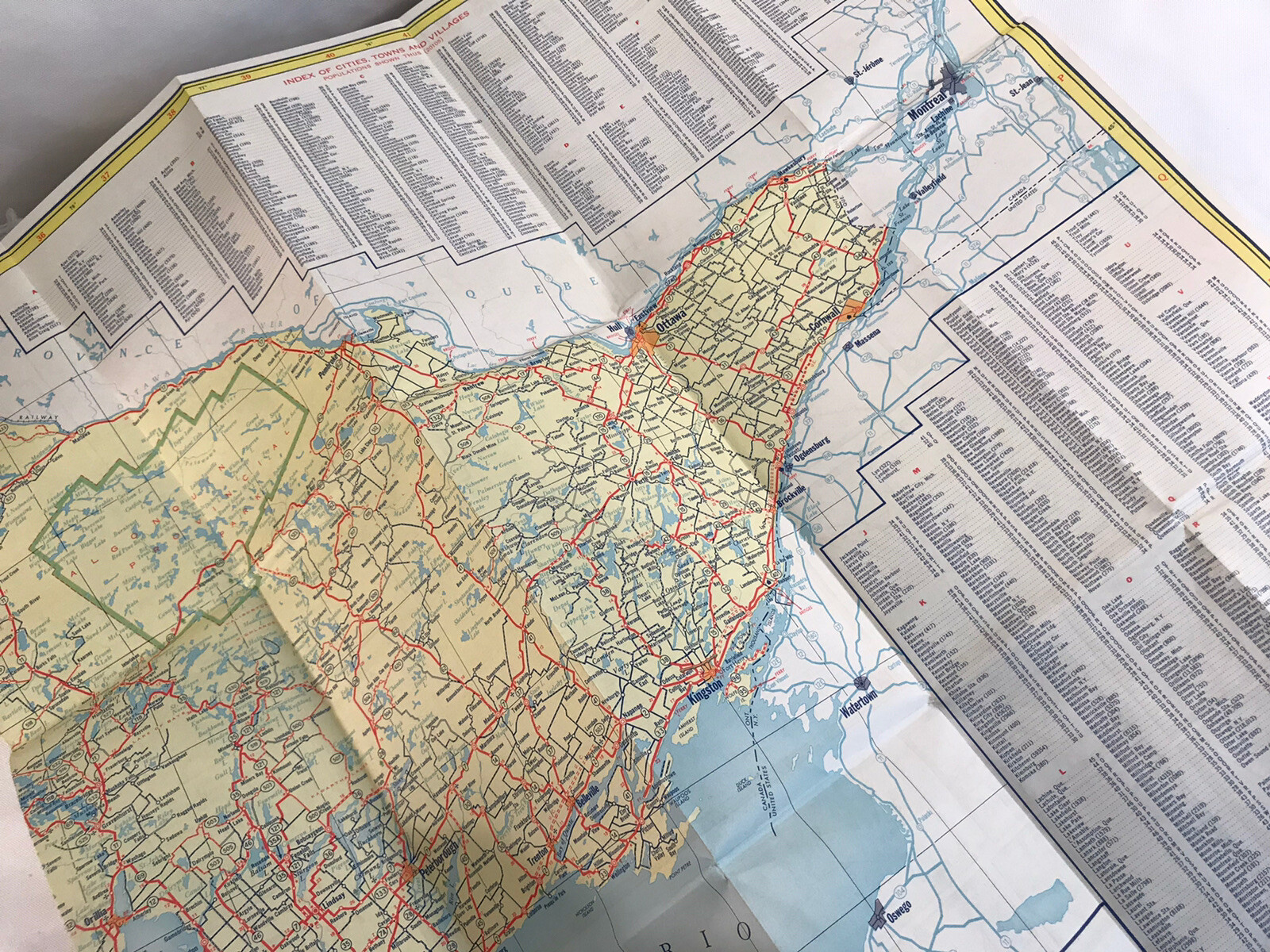 Vintage Ontario Canada Official Road Map 1958 Department of Highways ...