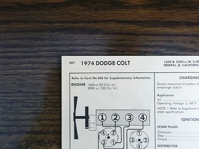 1974 Dodge Colt Series 97.5 CI (1600cc) & 122 CI (2000cc) L4 2BBL Tune ...