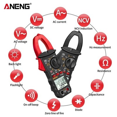 Digital Multimeter Tester AC DC Volt Amp Clamp Meter Auto Range LCD ...