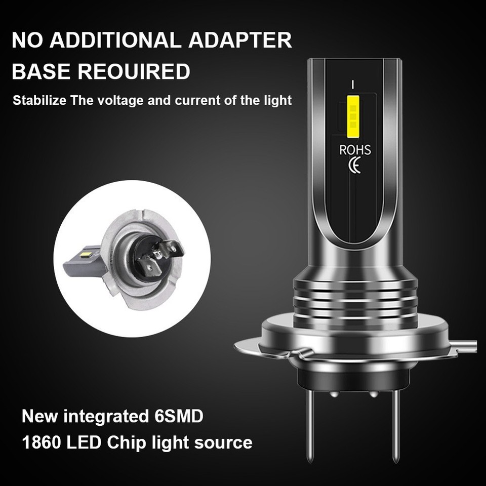 LED Headlight Car 50.000 Hours 1860 Chips 2pcs/Set 6SMD Bulb Hi/Low ...