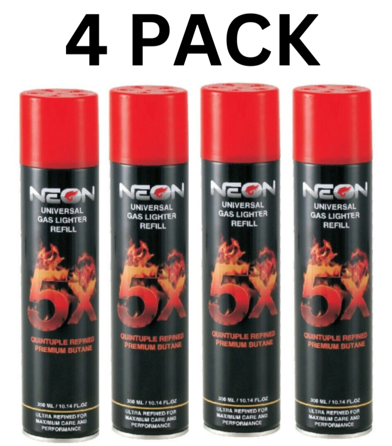 4 6 12 Can Neon 5X Refined Butane Lighter Gas Fuel Refill 300 mL ...