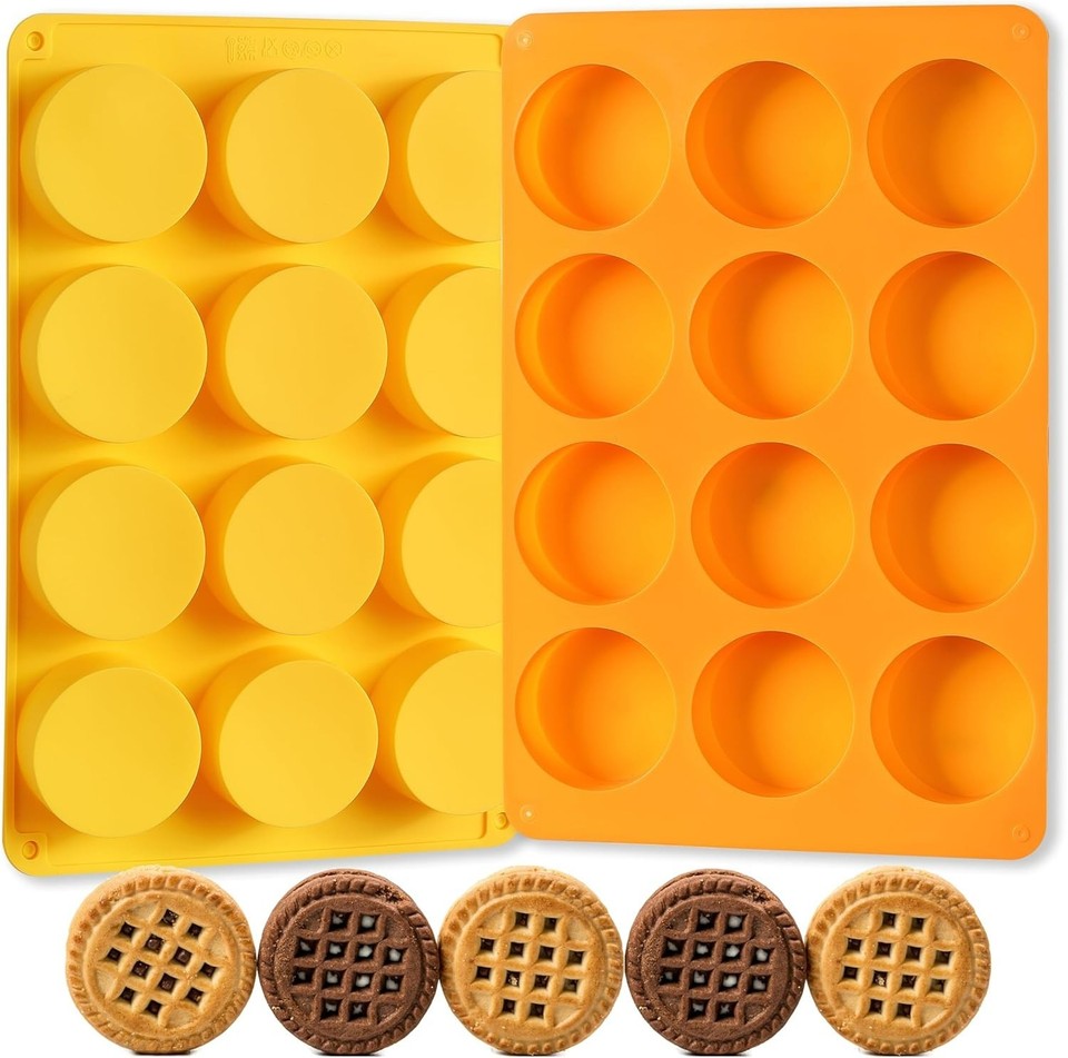 2 Pcs Oreo Chocolate Cookie Silicone Molds, 12-Cavity Round Silicone ...