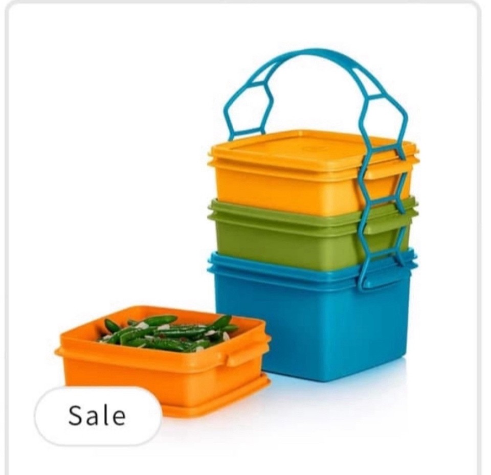 Last One!! NEW Tupperware stackable lunch box set vintage colors 4 pc container | eBay