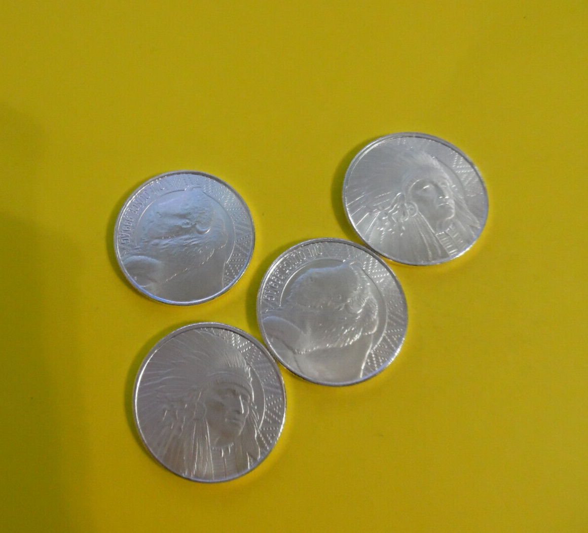 4 Silver 1 Ounce Each .999 Fine Buffalo Warrior Trade Unit Bullion ...