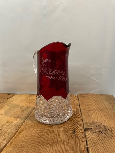 Export Expo 1899 Antique Ruby Red Cut Glass Souvenir Pitcher ...