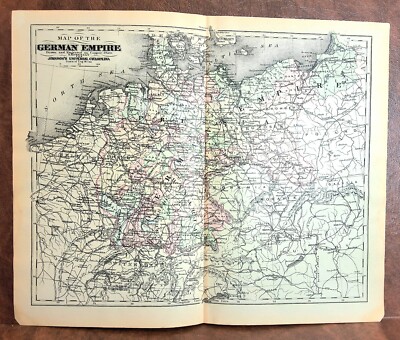 ORIGINAL 1888 ANTIQUE COLOR MAP - GERMAN EMPIRE - 10.5" x 12.5 ...