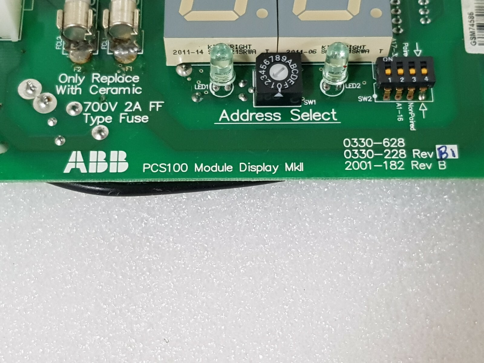 ABB PCS100 MODULE DISPLAY MKLL 0330-628,0330-228 REV:B1,2001-182 REV:B ...