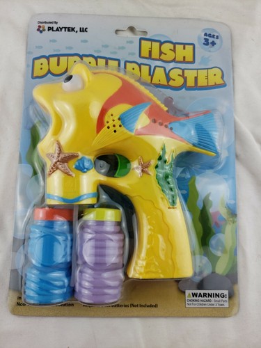 Playtek Fish Bubble Blaster, non-toxic solution, kids toy, yellow, 3 ...