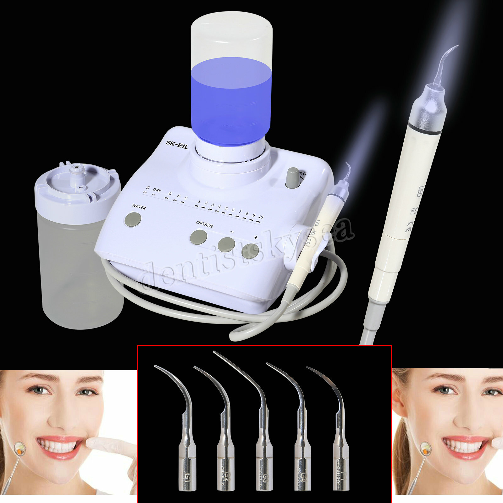 Dental Piezo Ultrasonic Scaler With 5 Tips&2 bottles Fit EMS Cavitron ...