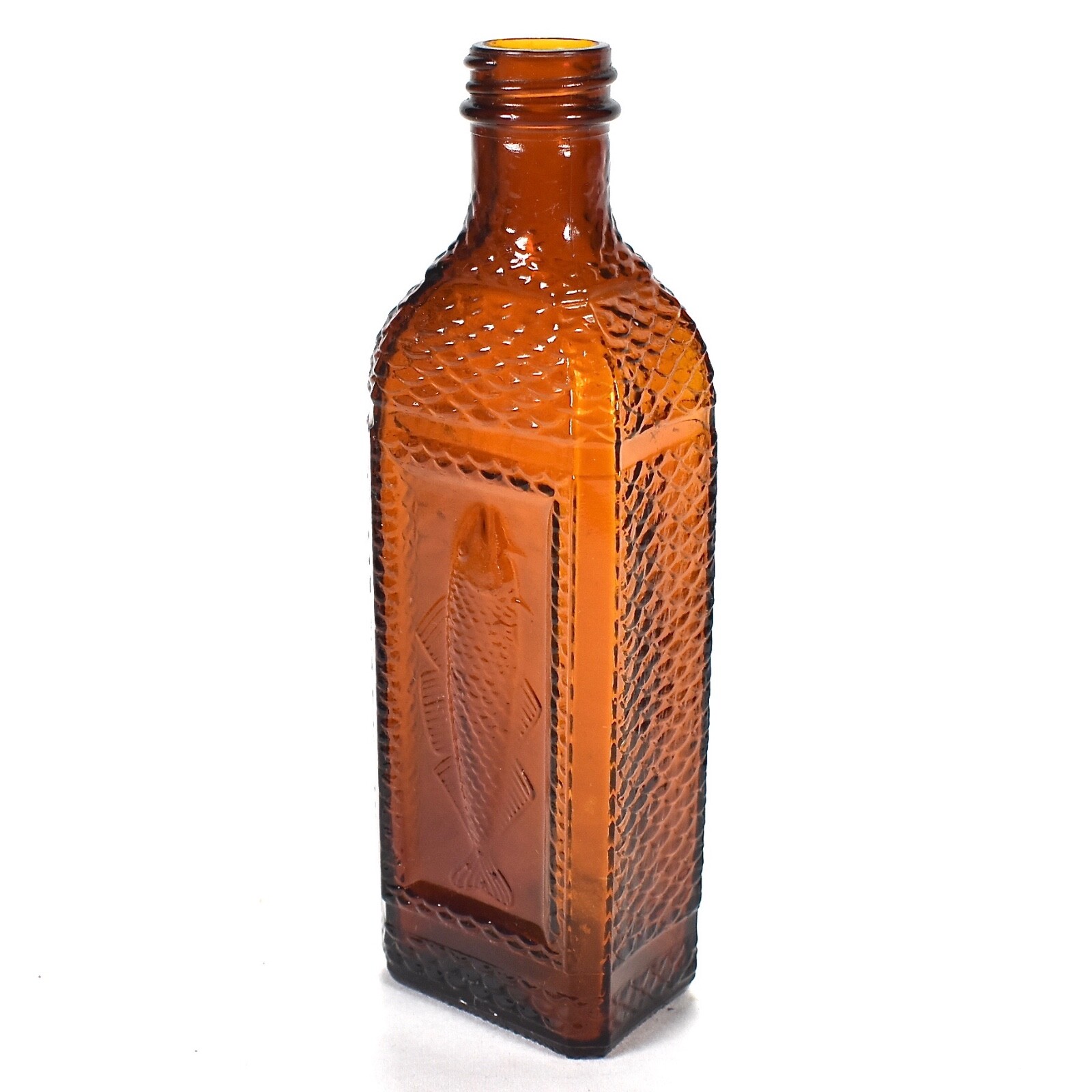Vintage Antique Amber Cod Liver Oil Bottle McKesson Drug Embossed Fish ...