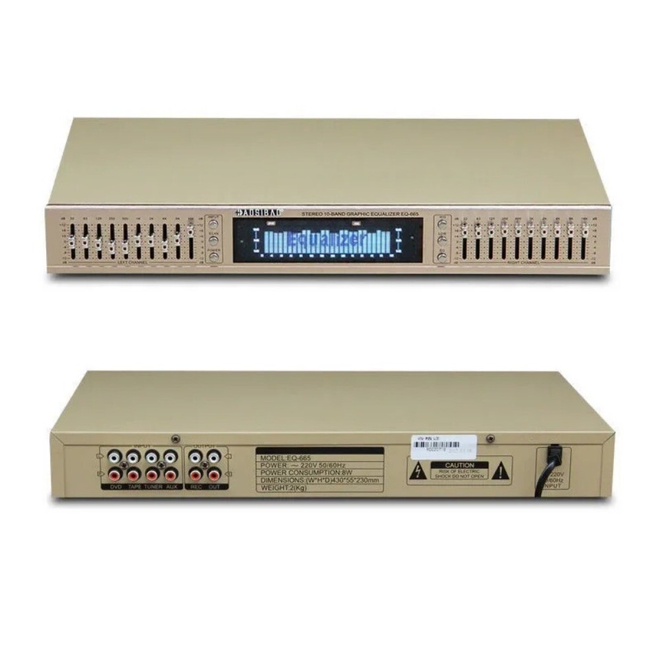220V EQ665 Equalizer Hifi Home EQ Equalizer Dual 10 BAND Stereo Treble ...