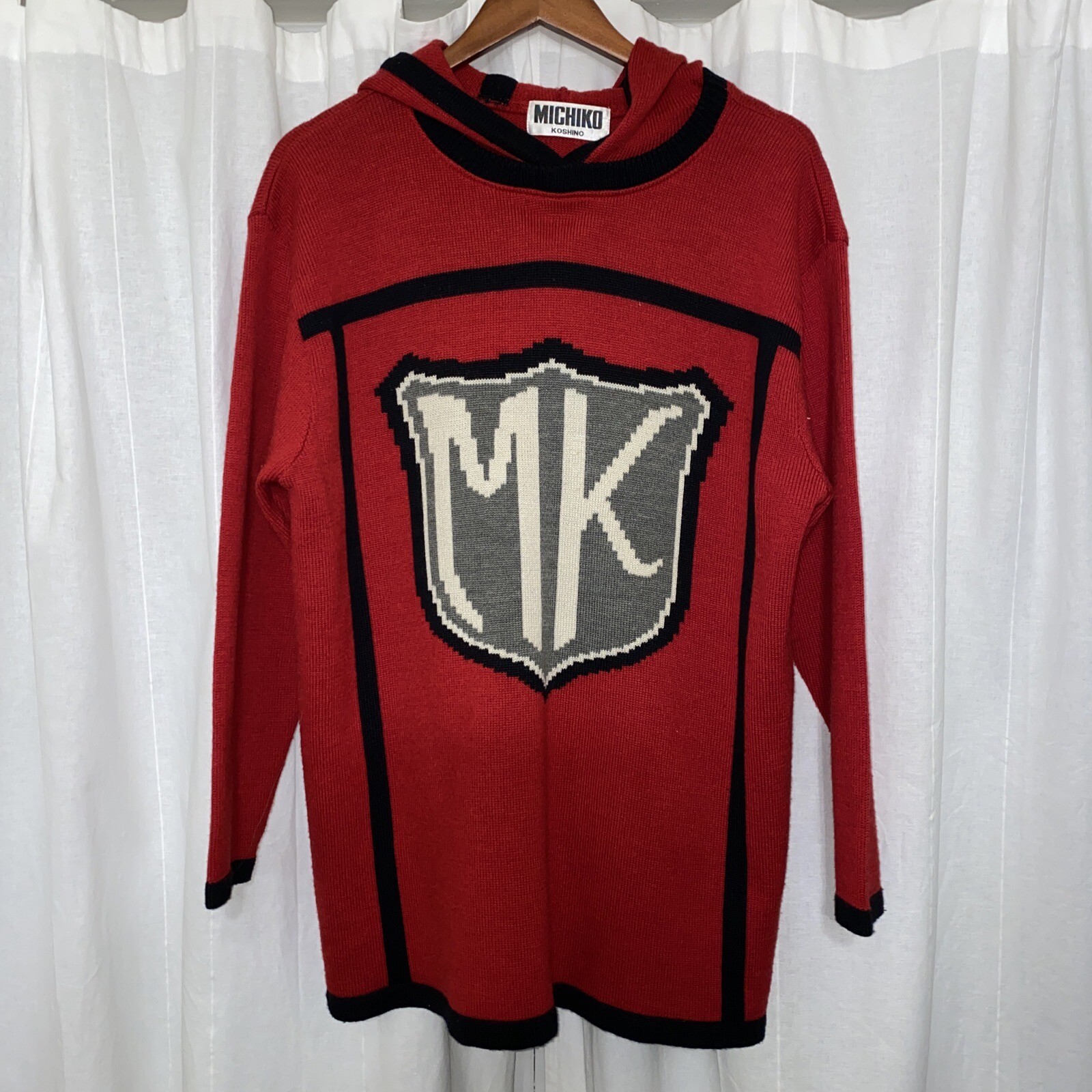 RARE~LOGO MICHIKO KOSHINO HEAVY COLORBLOCK WOOL? ZIP … - Gem