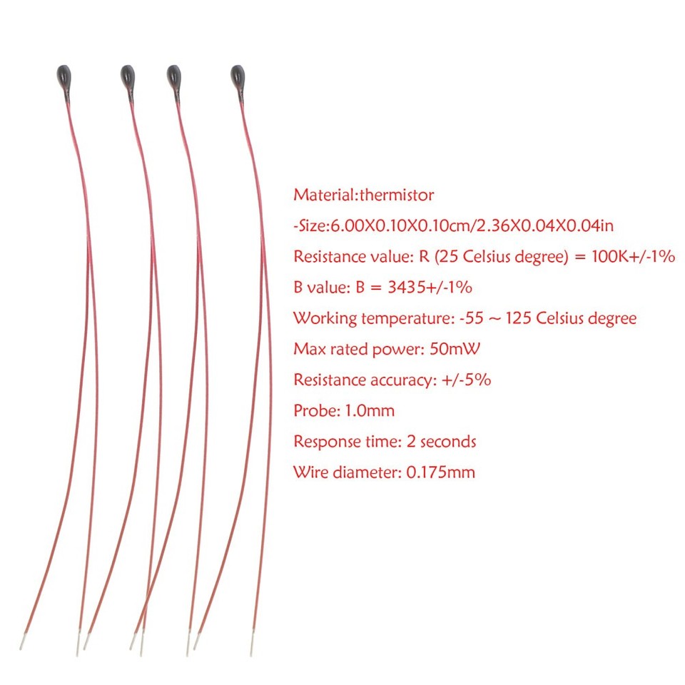 100 Pcs Fast Response Negative Temperature Coefficient Thermistors ...