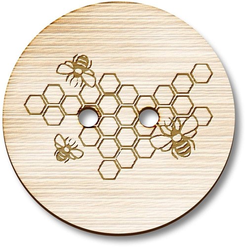 'Honeycomb Bees' Wooden Buttons (BT018668) | eBay