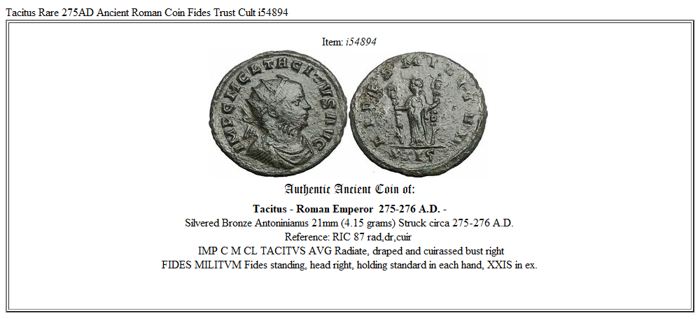 Tacitus Rare 275AD Ancient Roman Coin Fides Trust Cult i54894 | eBay