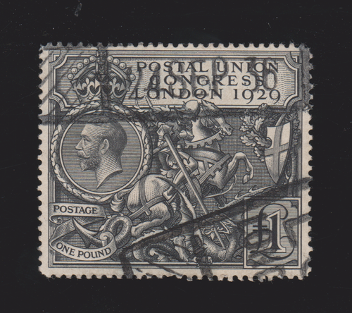 GB KGV King George V 1929 PUC £1 POUND SG438 Good Used Parcel or Packet ...