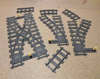 Lego City Schienen Weiche rechts links Weichenkreuz 7996 dunkelgrau ...