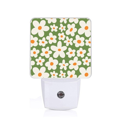 Vintage Groovy Flower Night Light Plug-into Wall Retro Green Flower ...