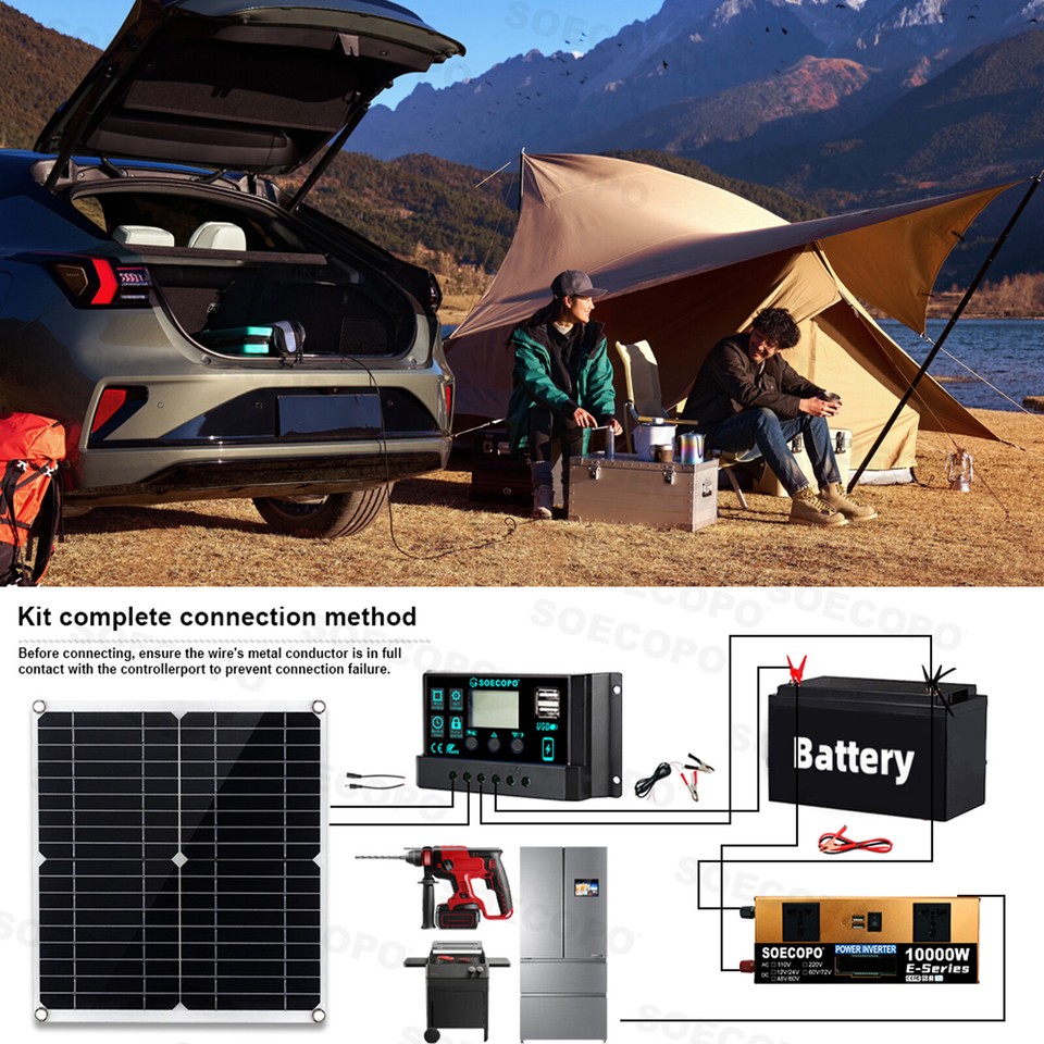 10000W Power Inverter Solar Generator With 300W Solar Panel Home ...