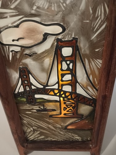San Francisco Golden Gate Bridge Stained Glass Mirror Wood Candle Holder | eBay