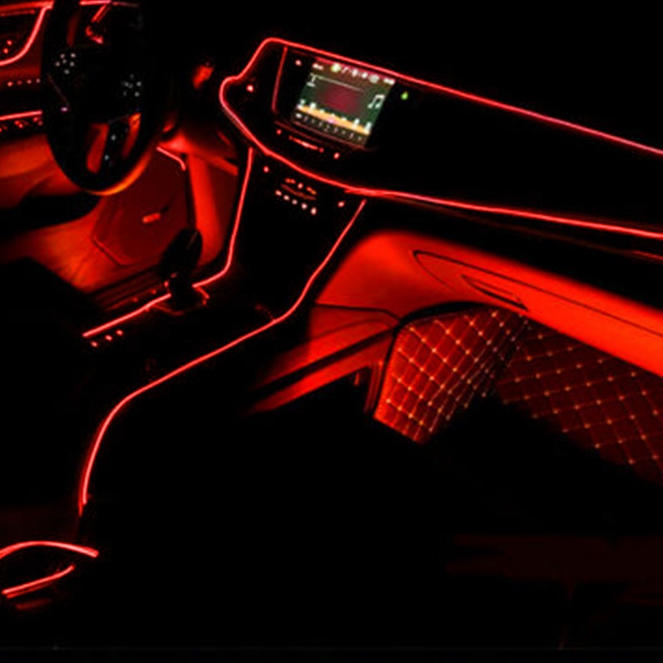 5m Red Atmosphere Interior LED Wire Strip Light USB Lamp Bar Fit DODGE ...
