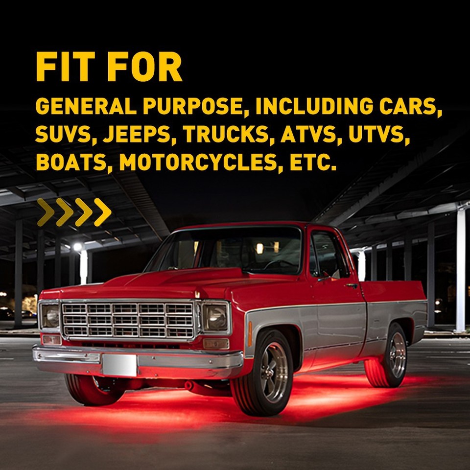 8pc Red LED Under Car Underbody Underglow System Neon Light Kit ...