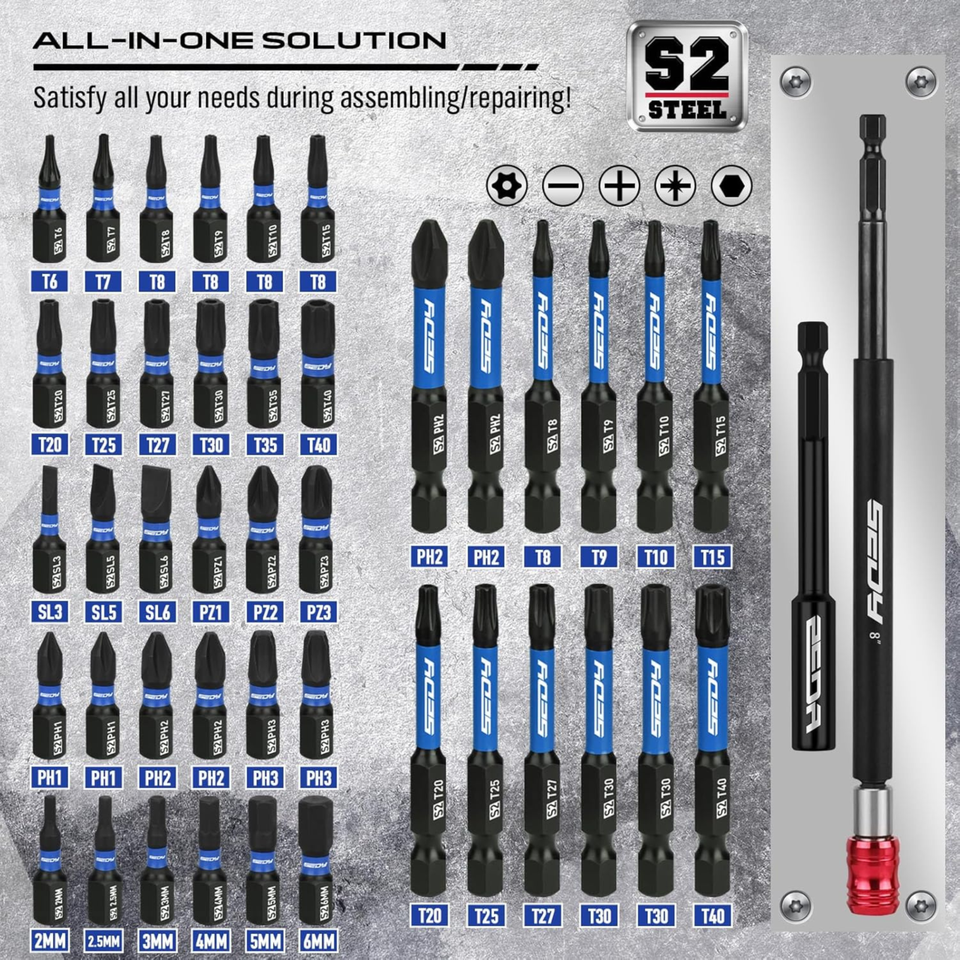 80-Piece Magnetic Impact Nut Driver Set Metric & SAE w/Adapters & Power ...