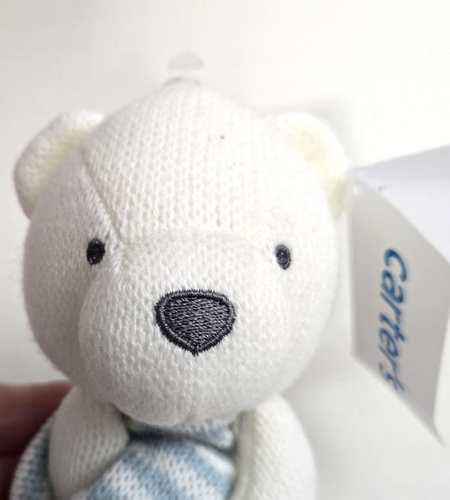 NEW Carters Plush Knit White Bear Blue Striped Lovey Stuffy | eBay