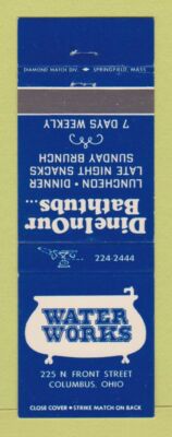 Matchbook Cover - Water Works Restaurant Columbus OH | eBay