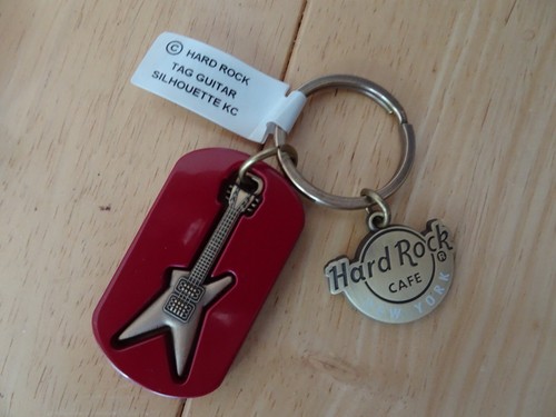 Hard Rock Cafe Keychain Keyring New York red Tag Guitar Silhouette | eBay