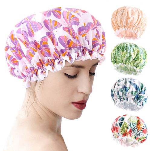 Women Shower Caps Hair Care Hat Thick Head Cover Waterproof Bathroom ...