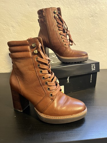 NATURALIZER Womens Brown Up Heel Pull-Tab Callie Almond Leather Booties ...