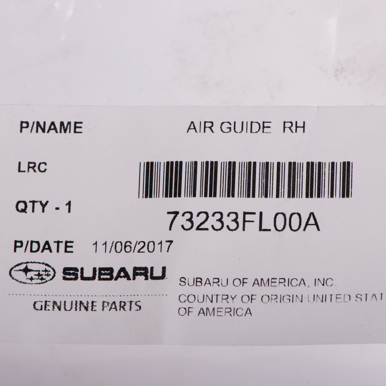 OEM 2017-2018 Subaru Impreza A/C Condenser Right Side Air Guide NEW ...