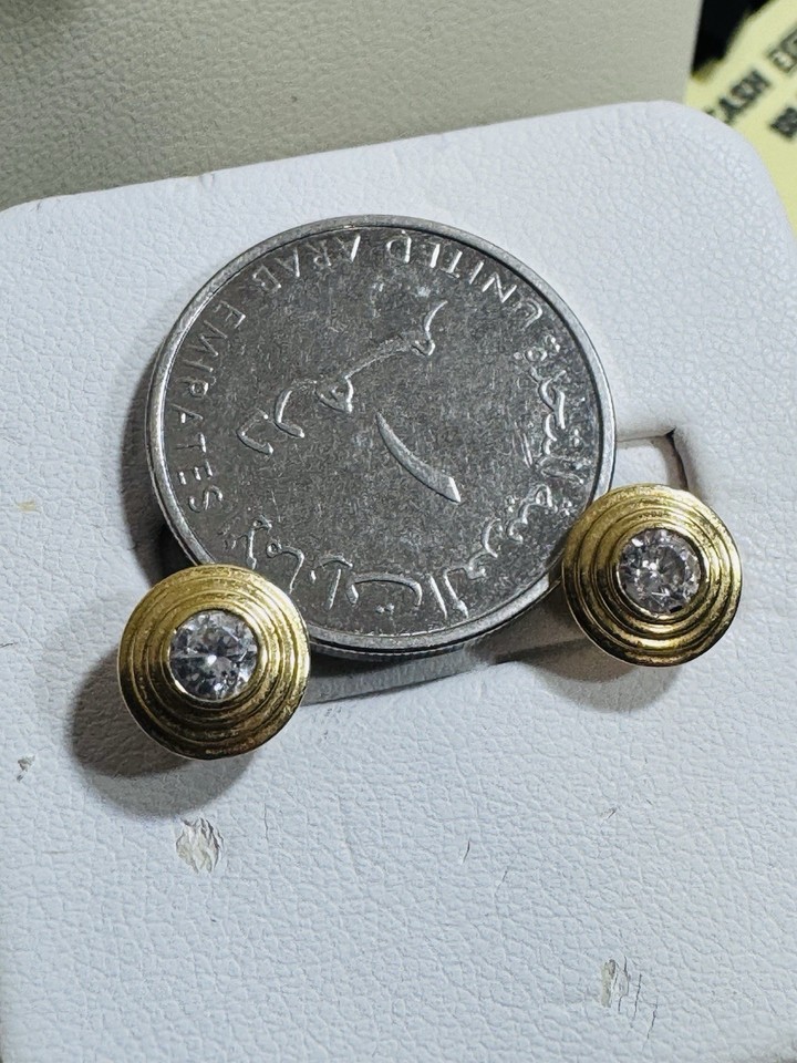 Pure 18K 750 Saudi Dubai Yellow Real Gold Women’s Set Stud Earring 2 ...