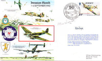 RAFA 13 Invasion Month RAF cover signed Battle of Britain ALLAN WRIGHT ...