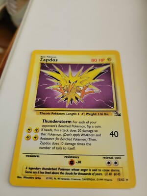 Pokémon TCG Zapdos Fossil 15 Holo Unlimited Holo Rare NP NM | eBay