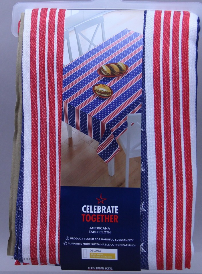 Celebrate Americana Together Stars & Stripes Jacquard Tablecloth 60x84 ...