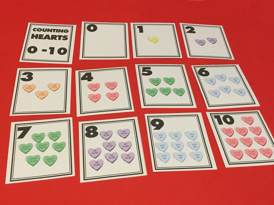 Set of 10 Counting Valentine Hearts 0-10 (Student Deck) - Pre school | eBay