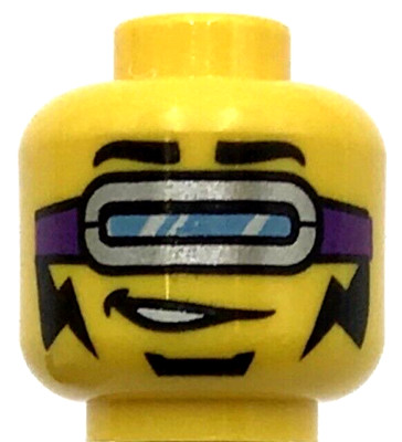 Lego New Yellow Minifigure Head Black Eyebrows Silver Goggles | eBay