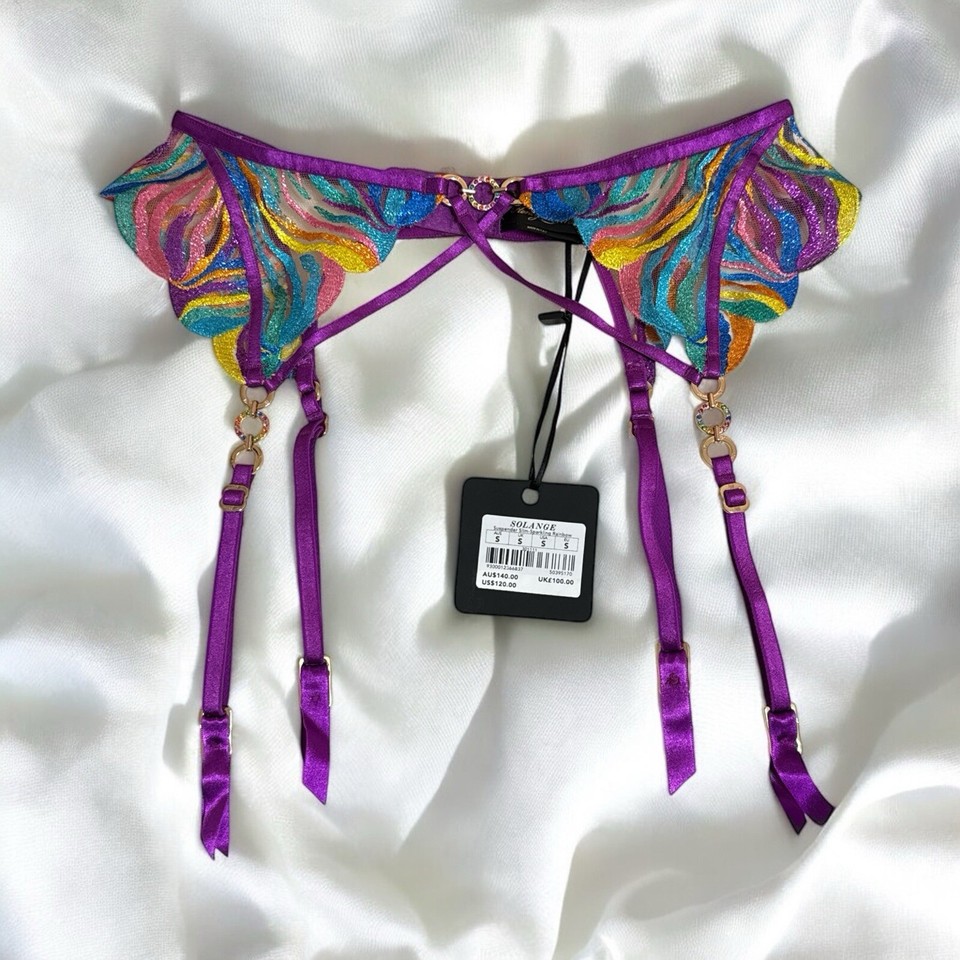 Honey Birdette Solange Rainbow Suspender Garter Belt Size Small Sold ...